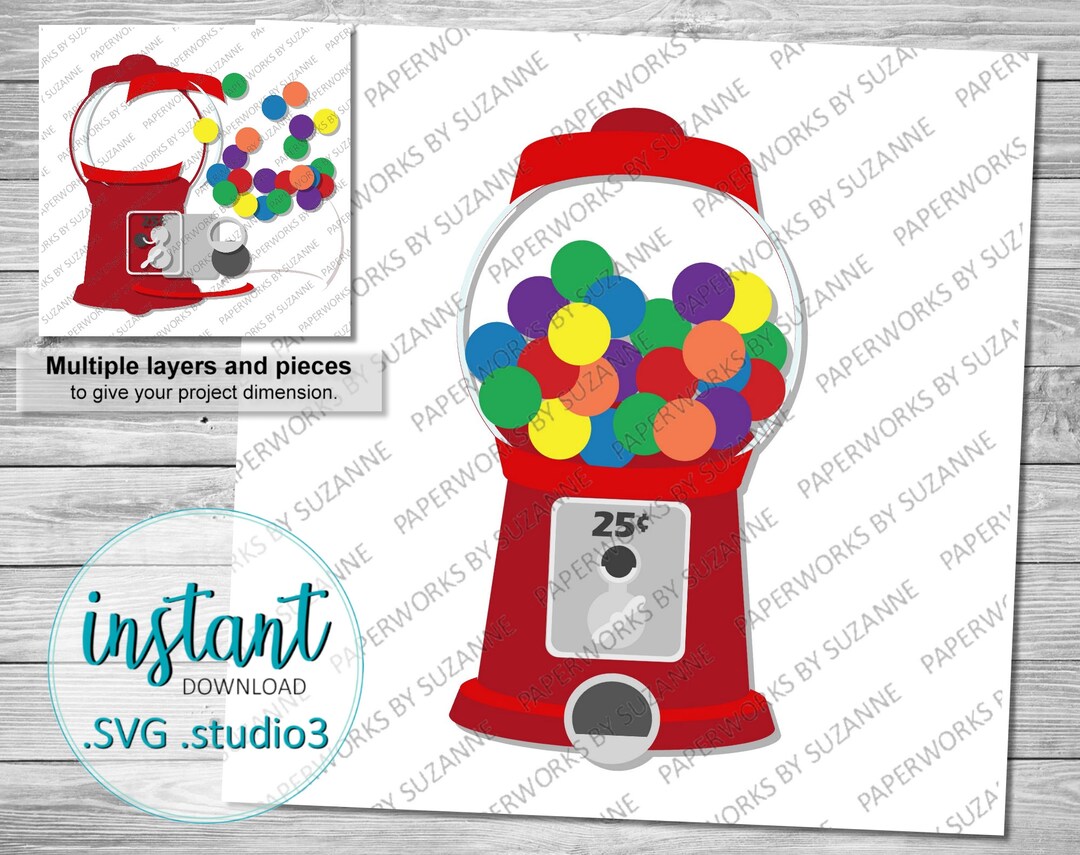 Gumball Machine .SVG .studio3 .GSP for Silhouette, Cricut and Other ...