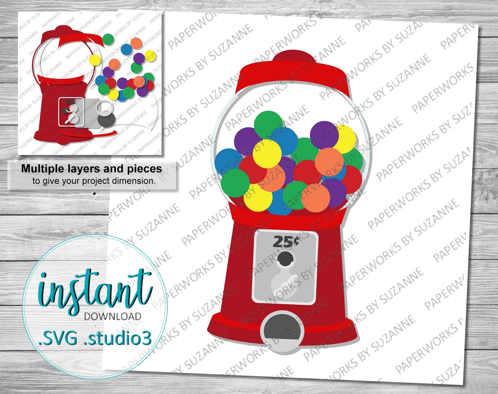 Gumball Machine .SVG .studio3 .GSP for Silhouette, Cricut and Other ...