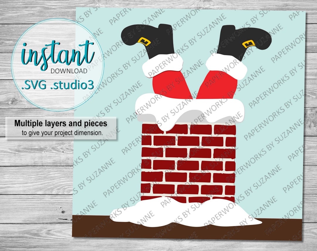 Santa Feet in Chimney SVG, Studio3, PNG Clipart for Cricut, Silhouette ...