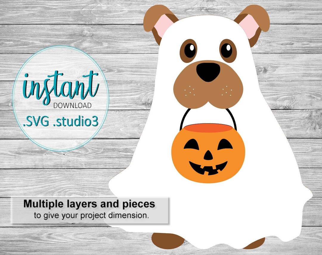 Puppy Ghost, Dog in Halloween Costume .SVG .studio3 for Silhouette ...