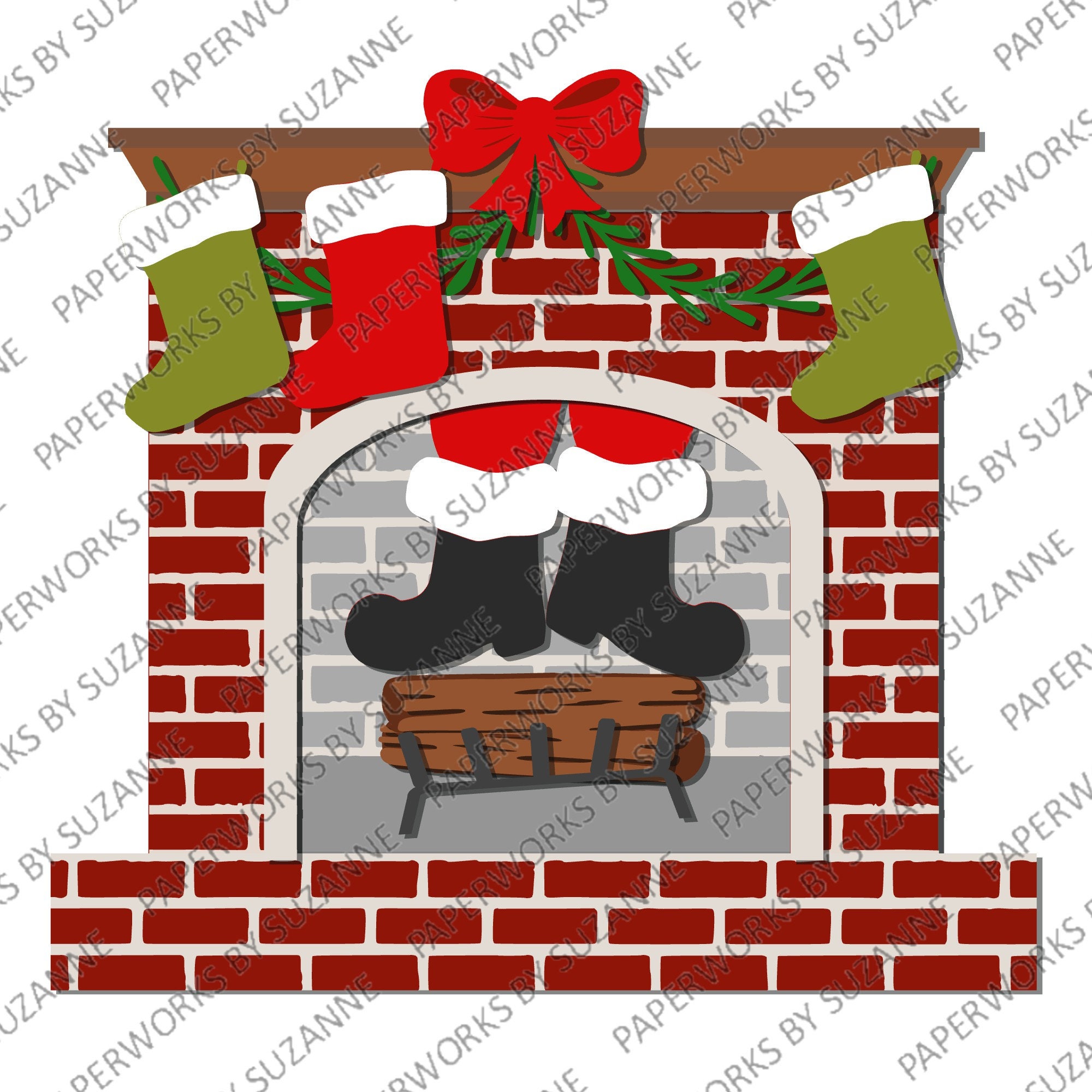 Christmas Fireplace With Santa Feet .SVG .studio3 .GSP for Silhouette ...