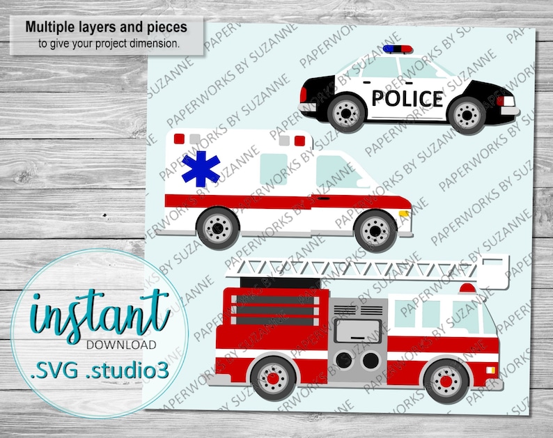 Emergency First / Responder Vehicle SVG Studio3 GSP Clipart | Etsy
