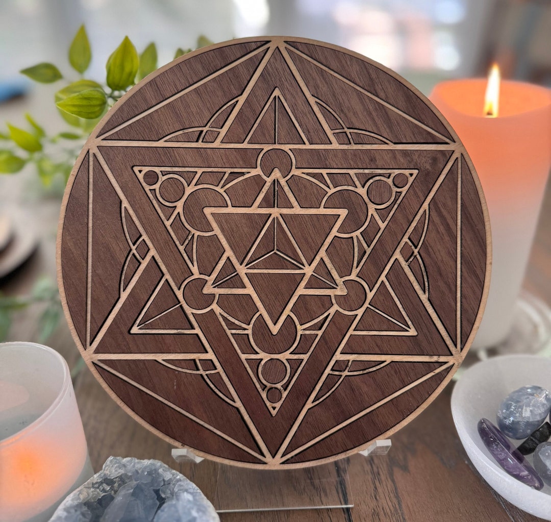 Metatrons Cube Crystal Grid, Handmade, Walnut Ply With Basswood Inlay ...