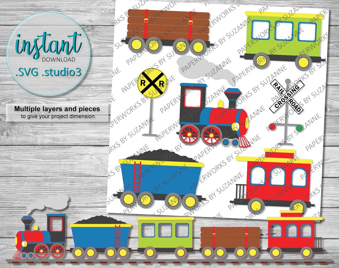 Train Set .SVG .studio3 .GSP for Silhouette, Cricut and Other Machines ...