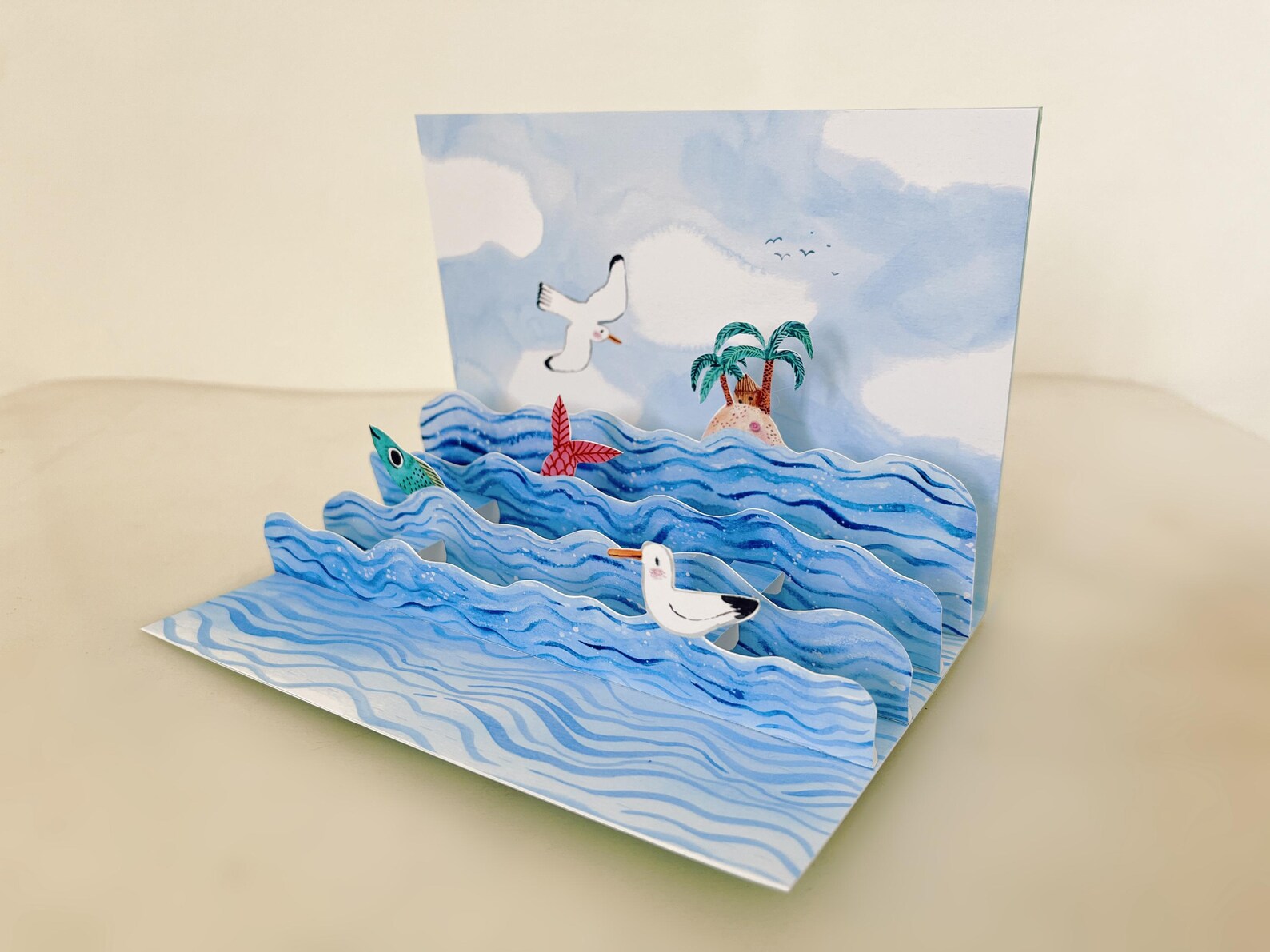 DIY Ocean Pop-up Card Template: Hand-painted Design (digital Download ...