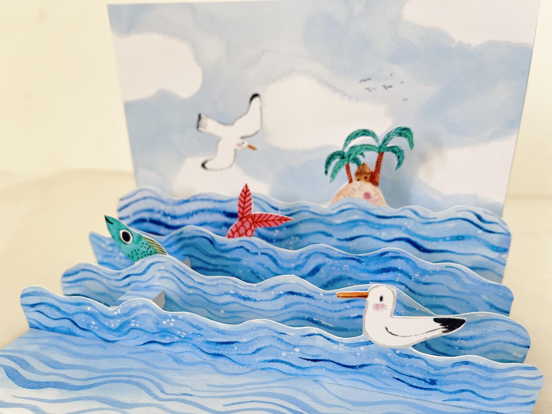 DIY Ocean Pop-up Card Template: Hand-painted Design (digital Download ...
