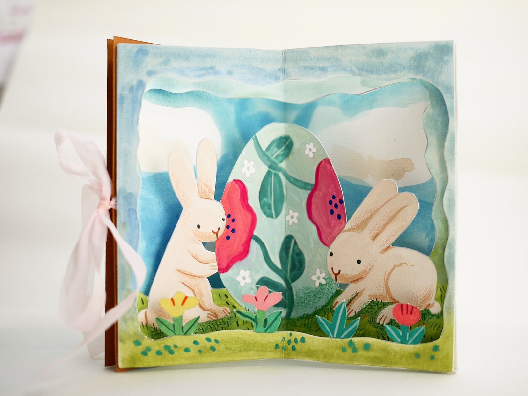 Spring Pop-up Book Template Hand-painted DIY Carousel Book for Easter ...