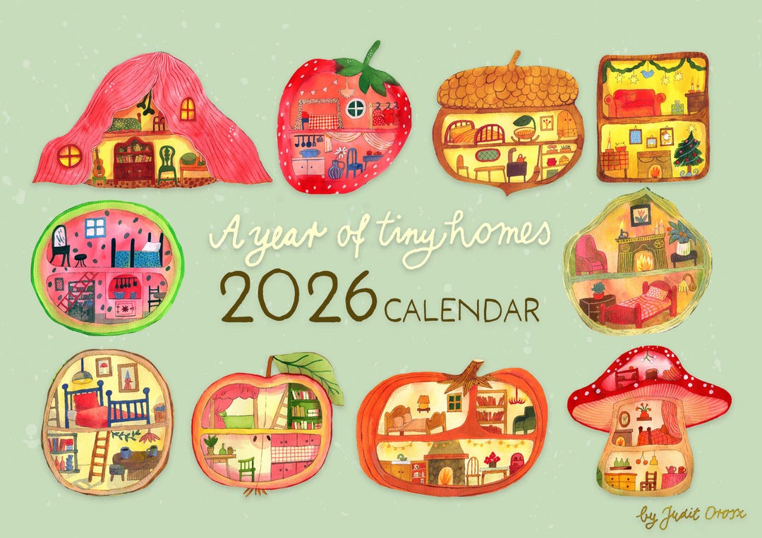 2026 Wall Calendar: Fairy Tale Tiny Homes Illustrated Art (A3) - Etsy