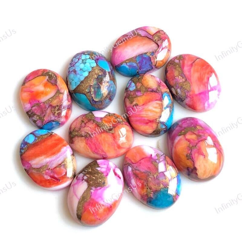 Pink Mohave Copper Turquoise 12x16mm Cabochon, CALIBRATED Oval Shape ...