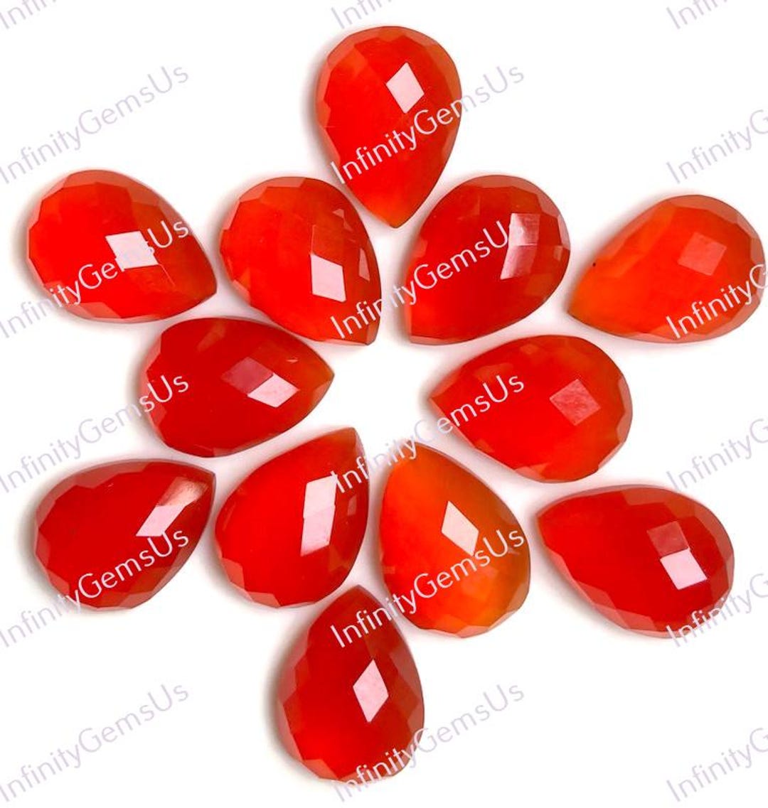 Orange Onyx Faceted Pear Shape Rose Cut Gemstone 10x14mm Orange Onyx ...
