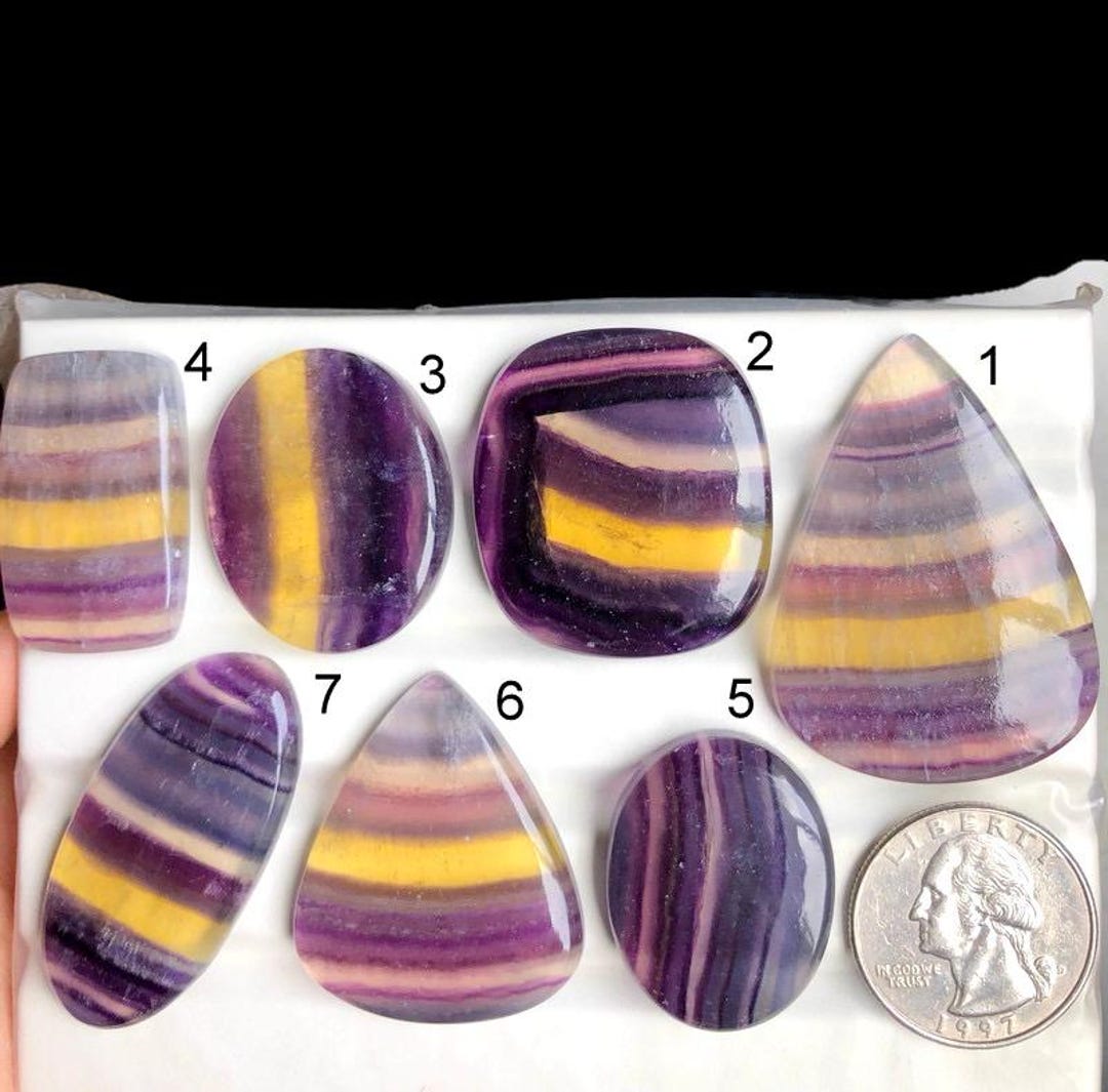 SELECTED Fluorite Cabochon, Natural Semi Precious Gemstone for Making ...