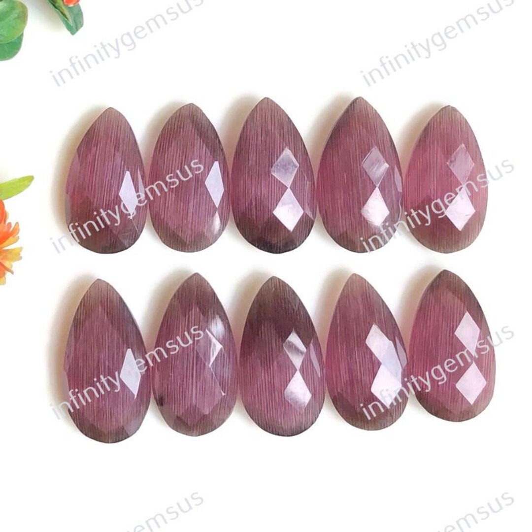 Ruby Color Monalisa 10x20mm Rose Cut Gemstone, Pear Shape Cat's Eye ...