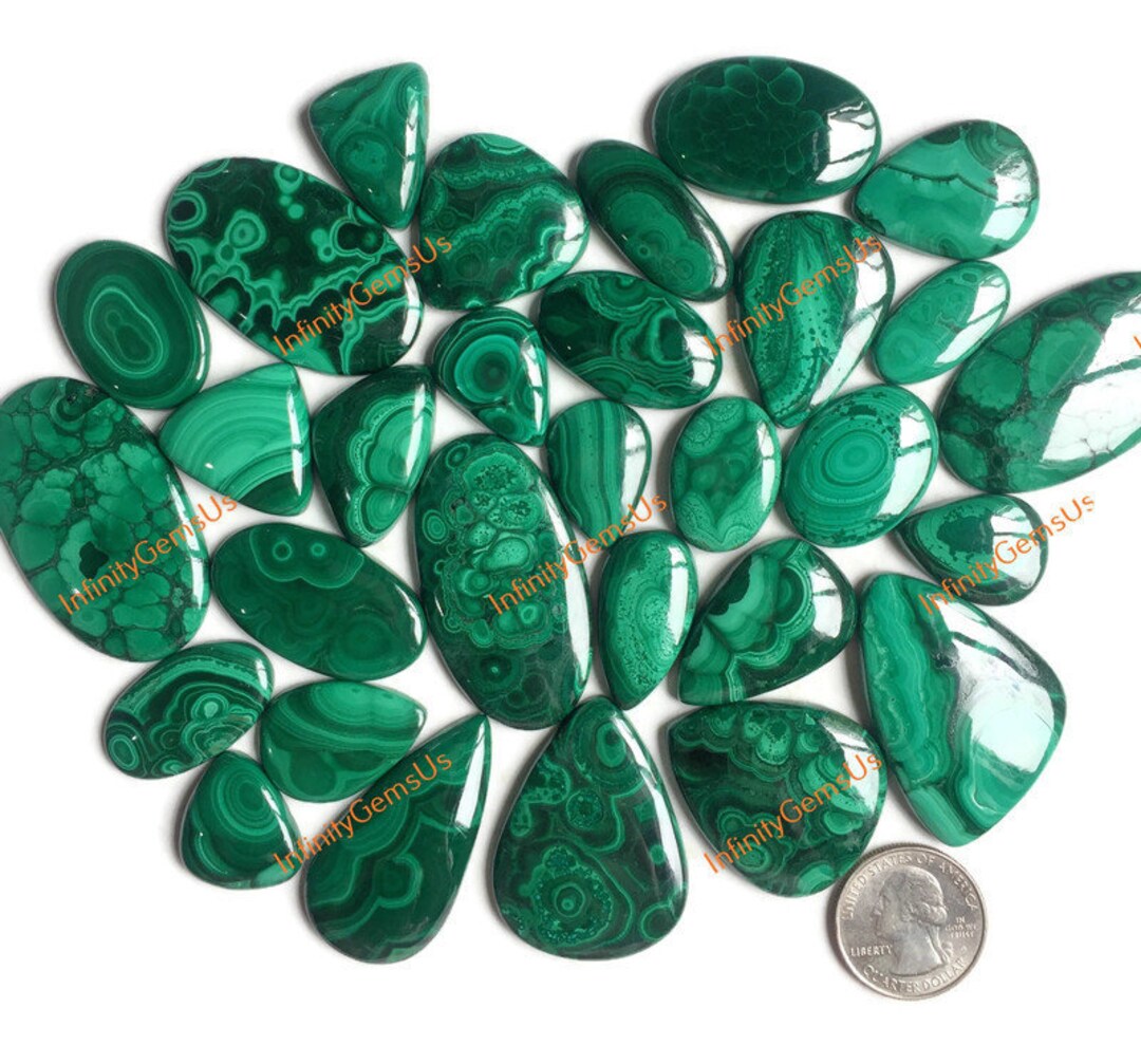 Wholesale Lot of Malachite, High Polish Cabochon Loose Gemstone for DIY ...