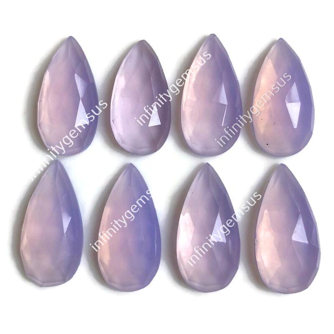 Lavender Quartz Faceted Pear Shape Gemstone, 10x20mm Approx With Flat ...