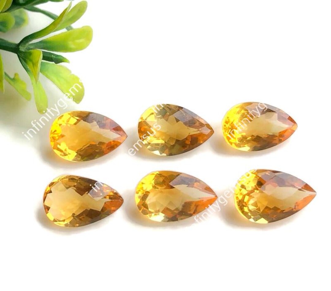 Natural Citrine Briolette Gemstone, 8x12mm Pear Shape Citrine ...
