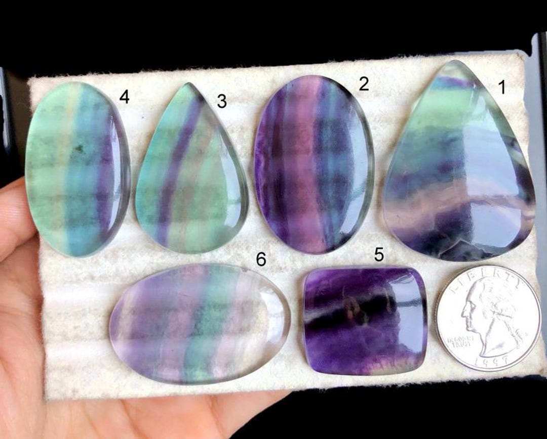 SELECTED Fluorite Cabochon, Natural Semi Precious Gemstone for Jewelry ...