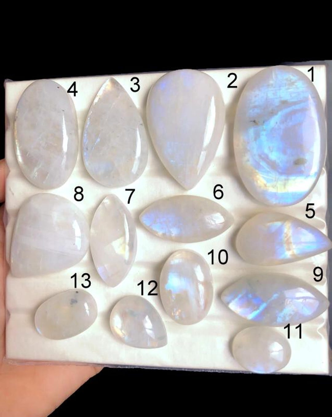 Selected Rainbow Moonstone Cabochon, Natural Fire Blue Moonstone ...