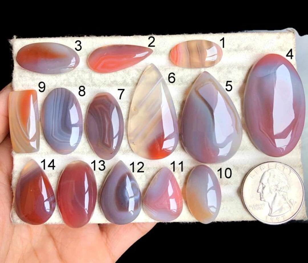 Selected Red Botswana Agate Cabochon, Natural Semi Precious Gemstone ...