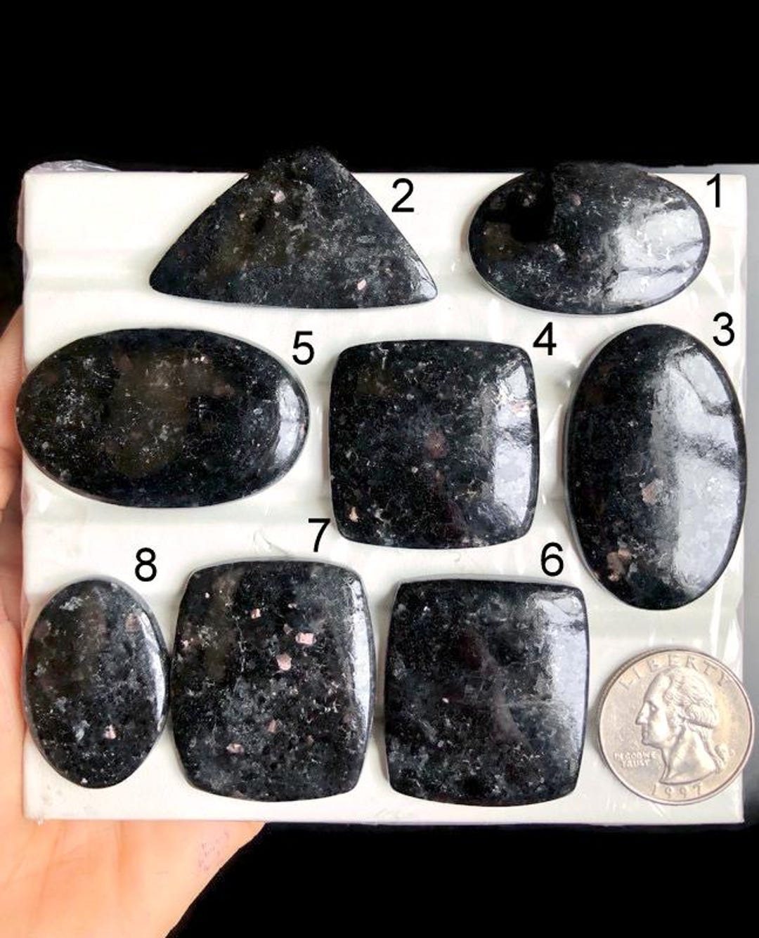Selected Nuummite Cabochon, Natural Semi Precious Gemstone for Jewelry ...