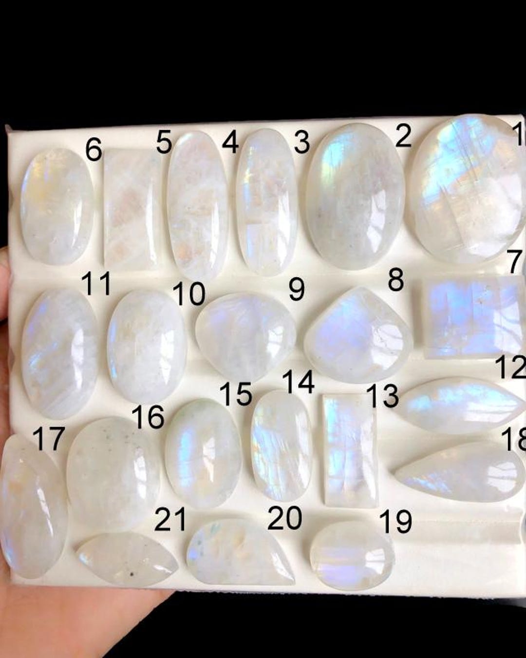 Selected Rainbow Moonstone Cabochon, Natural Blue Fire Moonstone Loose ...