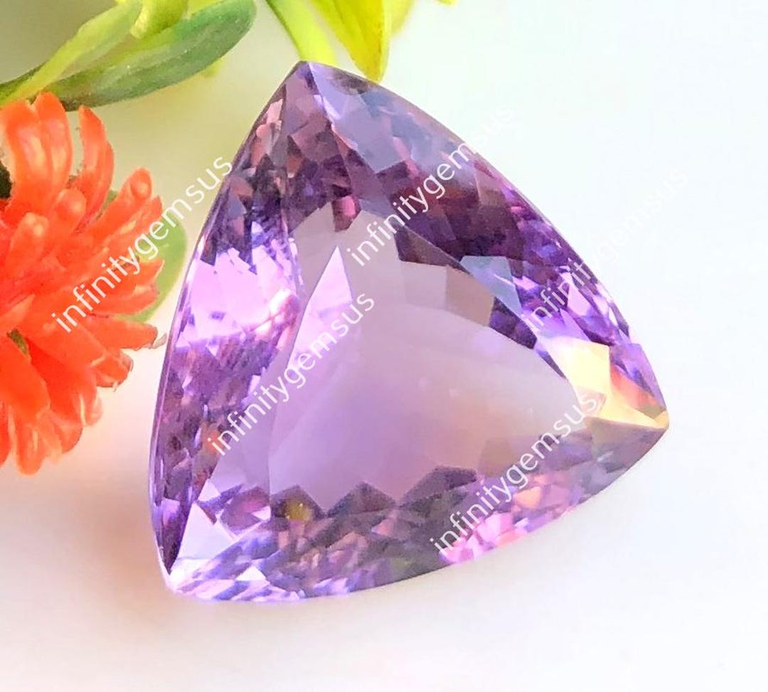 Natural Trillion Amethyst Cut Stone Faceted Gemstone, 1pc Good Quality ...