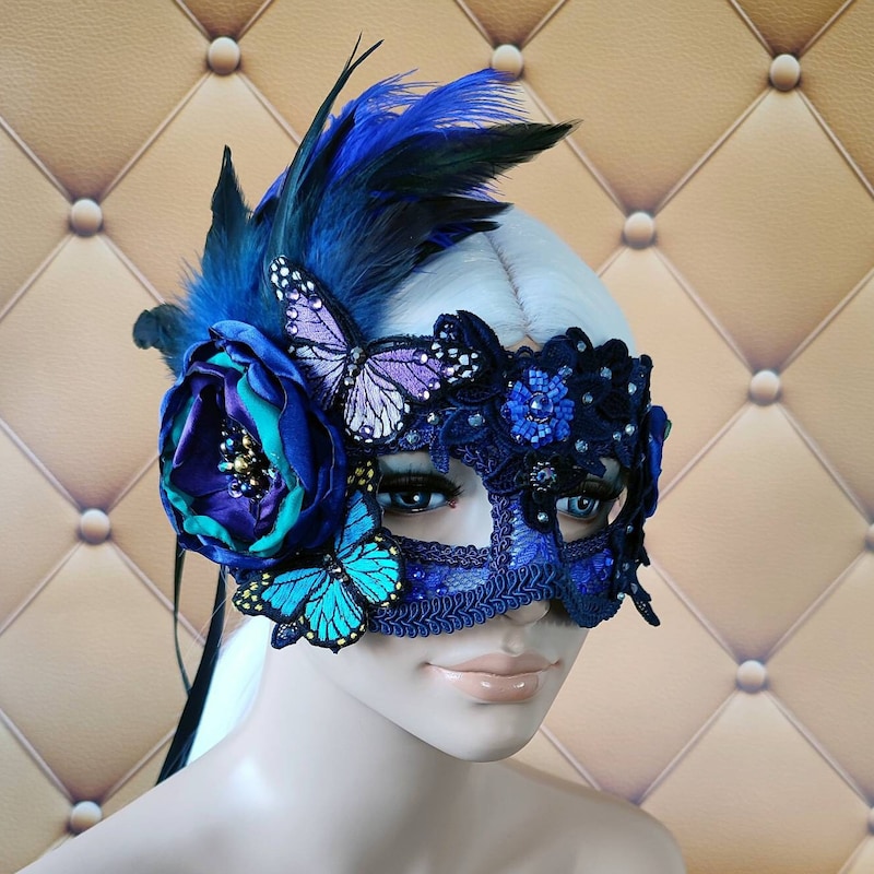 Blue Masquerade Mask - Etsy