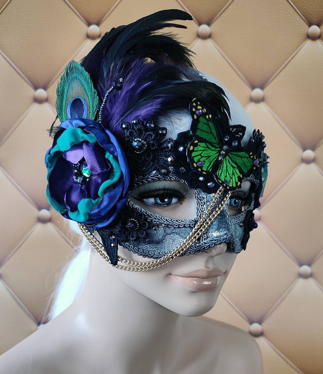 Peacock Masquerade Mask, Mardi Gras Mask, Halloween Mask, Butterfly ...