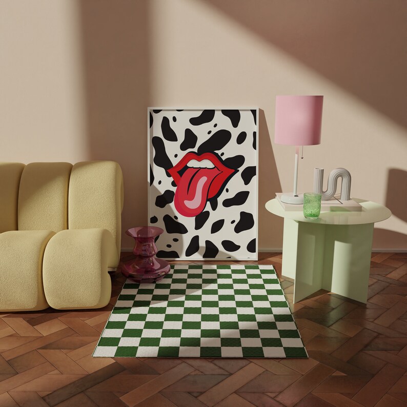 Retro Music Poster Cow Print 70s Wall Art Rolling Poster 80s Vintage ...