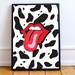Retro Music Poster Cow Print 70s Wall Art Rolling Poster 80s Vintage ...