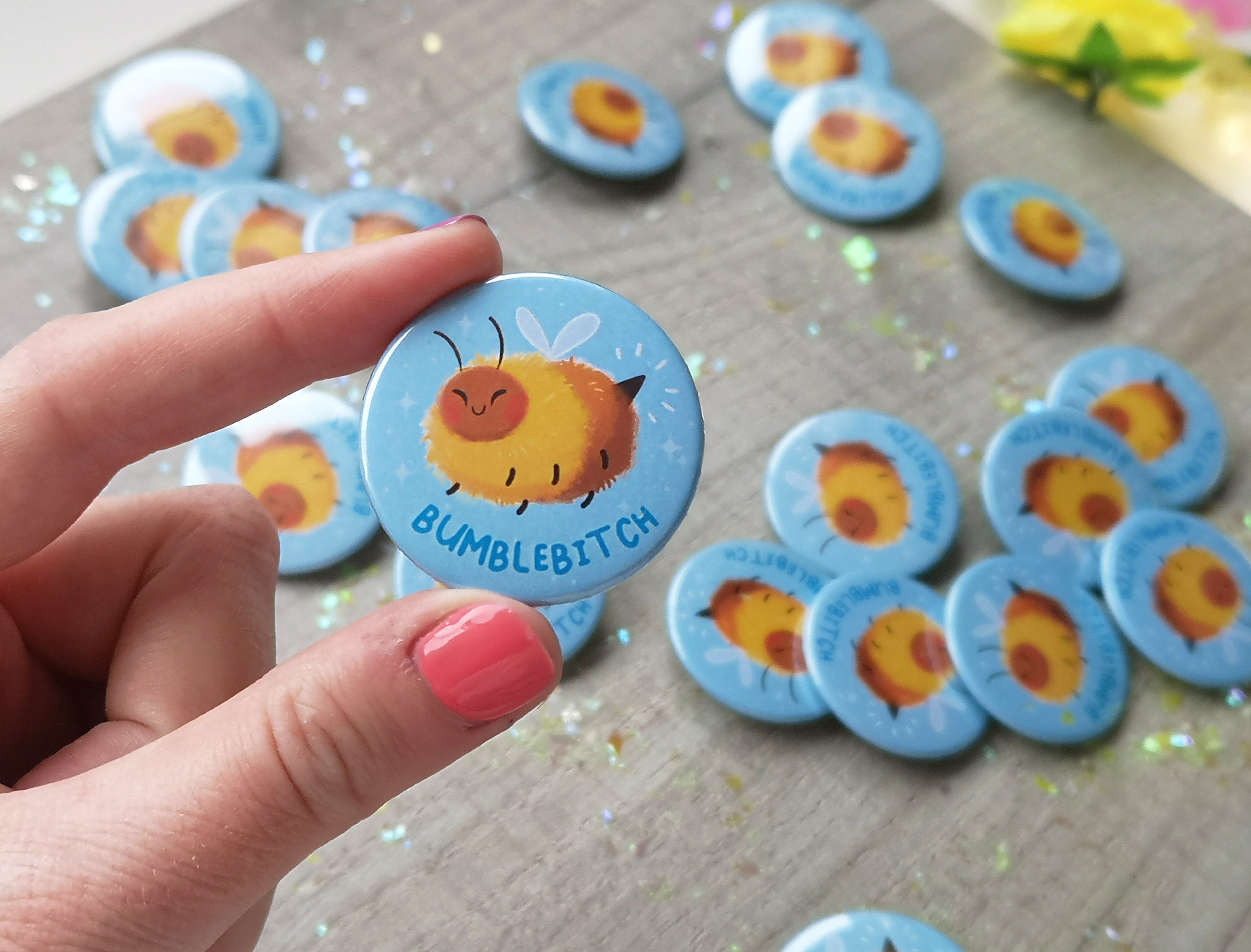 Bumblebitch Badge Bee Grumpy Kawaii Button Badge - Etsy