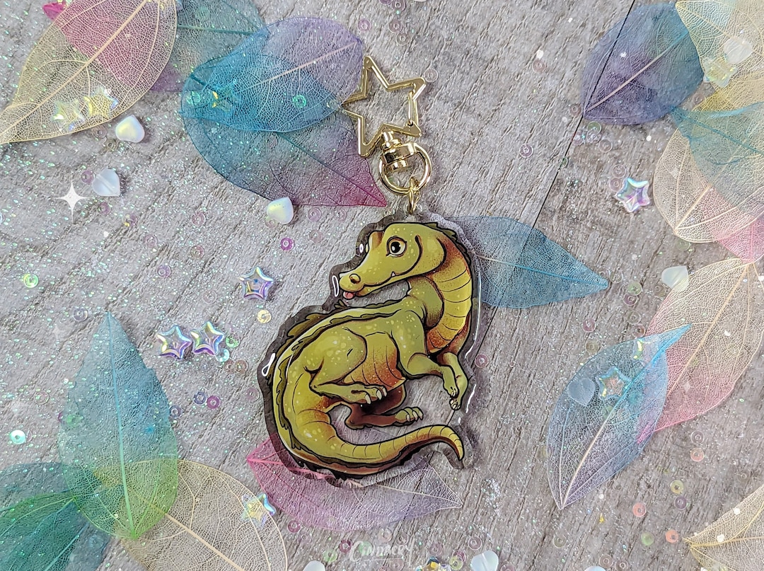 Crocodile Acrylic Charm Keyring Double Sided - Etsy