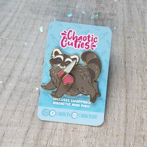 Raccoon Chaotic Cutie Hard Enamel Magnetic Pin Set Fun & - Etsy