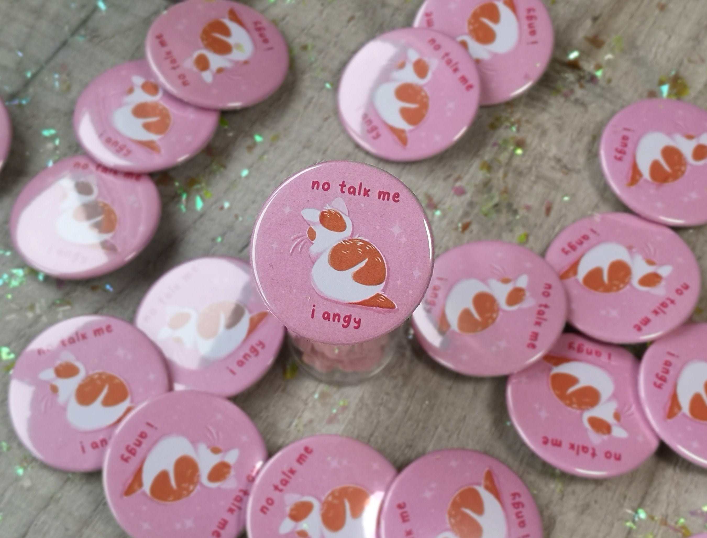 Cat Button Badge No Talk Me I Angy Pink Cute Meme - Etsy Australia