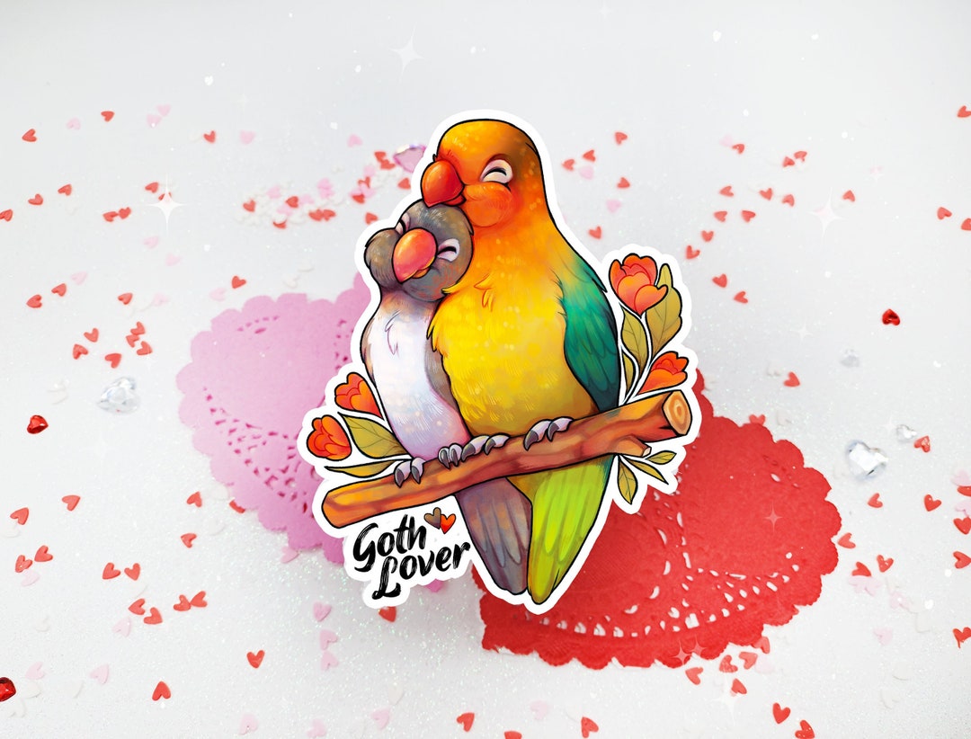 Goth Lover Sticker Lovebirds Goth Gf Birb Borb Kawaii - Etsy
