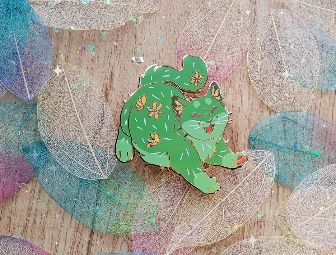 Cactus Cat Hard Enamel Pin | Gift Fun Pin Beast Fantasy - Etsy