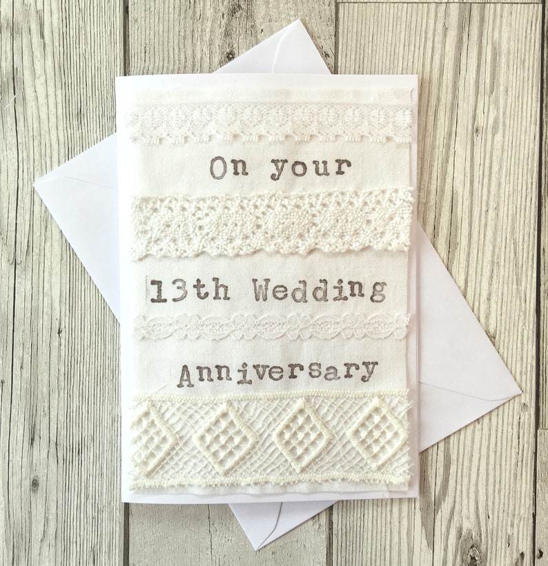 Lace 13th Wedding Anniversary Card | Etsy