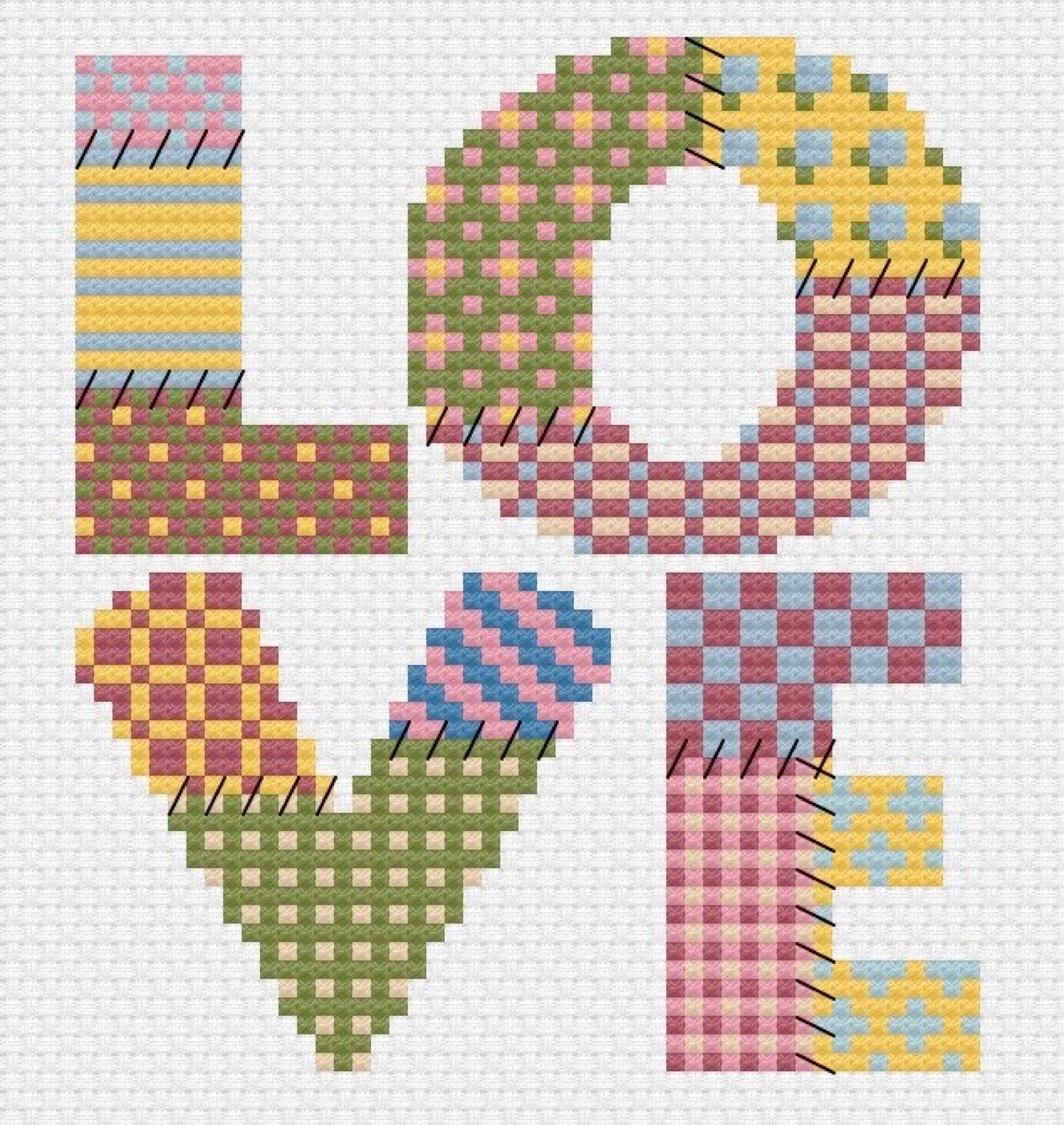 Patchwork Alphabet Cross Stitch Digital Download Pattern - Etsy