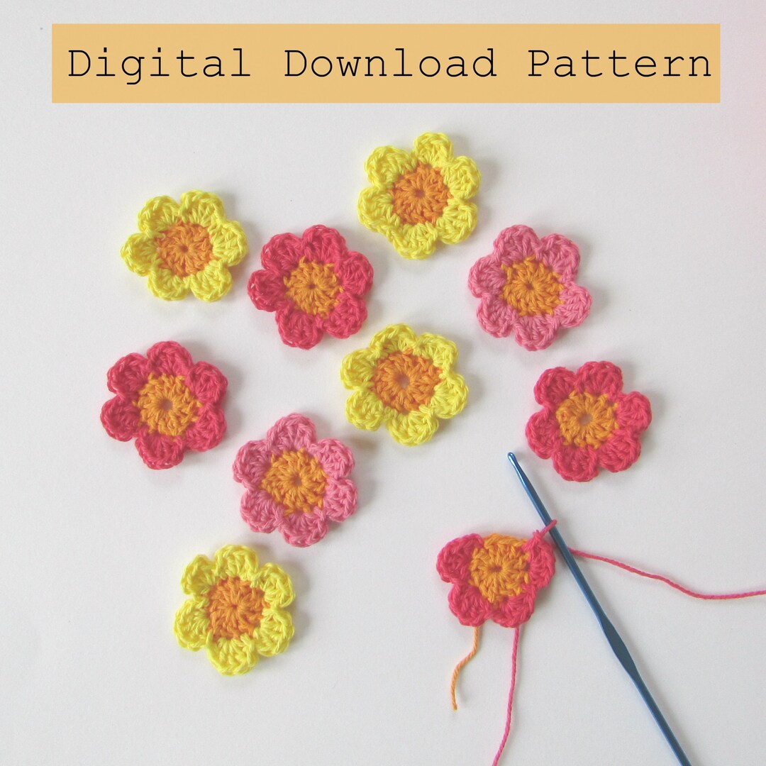 Simple Mini Crochet Flower Pattern - Digital Download - Etsy