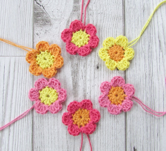 Mini Crochet Flowers Set of 6 Hand Crocheted Flowers Flower - Etsy