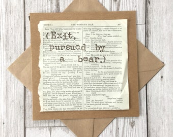 William Shakespeare Winter's Tale Quote, EXIT Pursued by a Bear ...