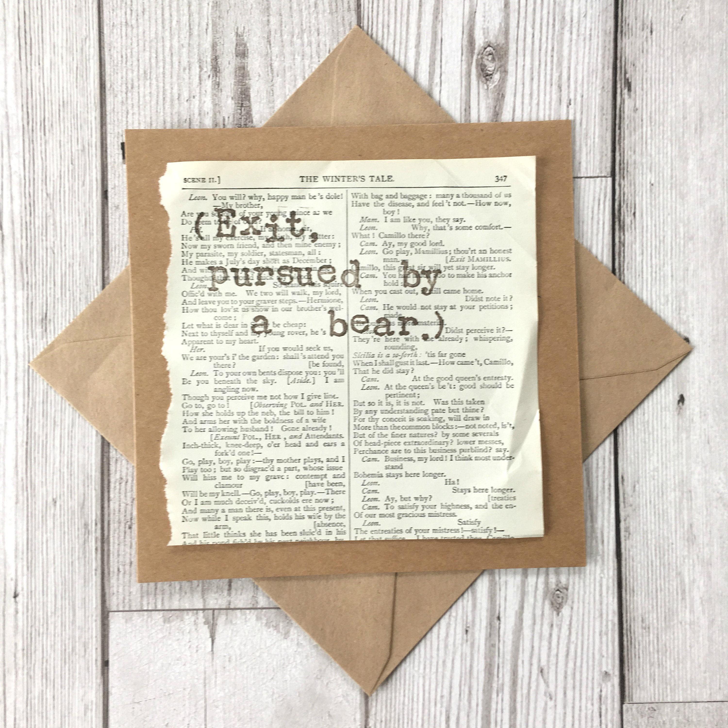 Exit Pursued by Bear Shakespeare's the Winter's Tale - Etsy