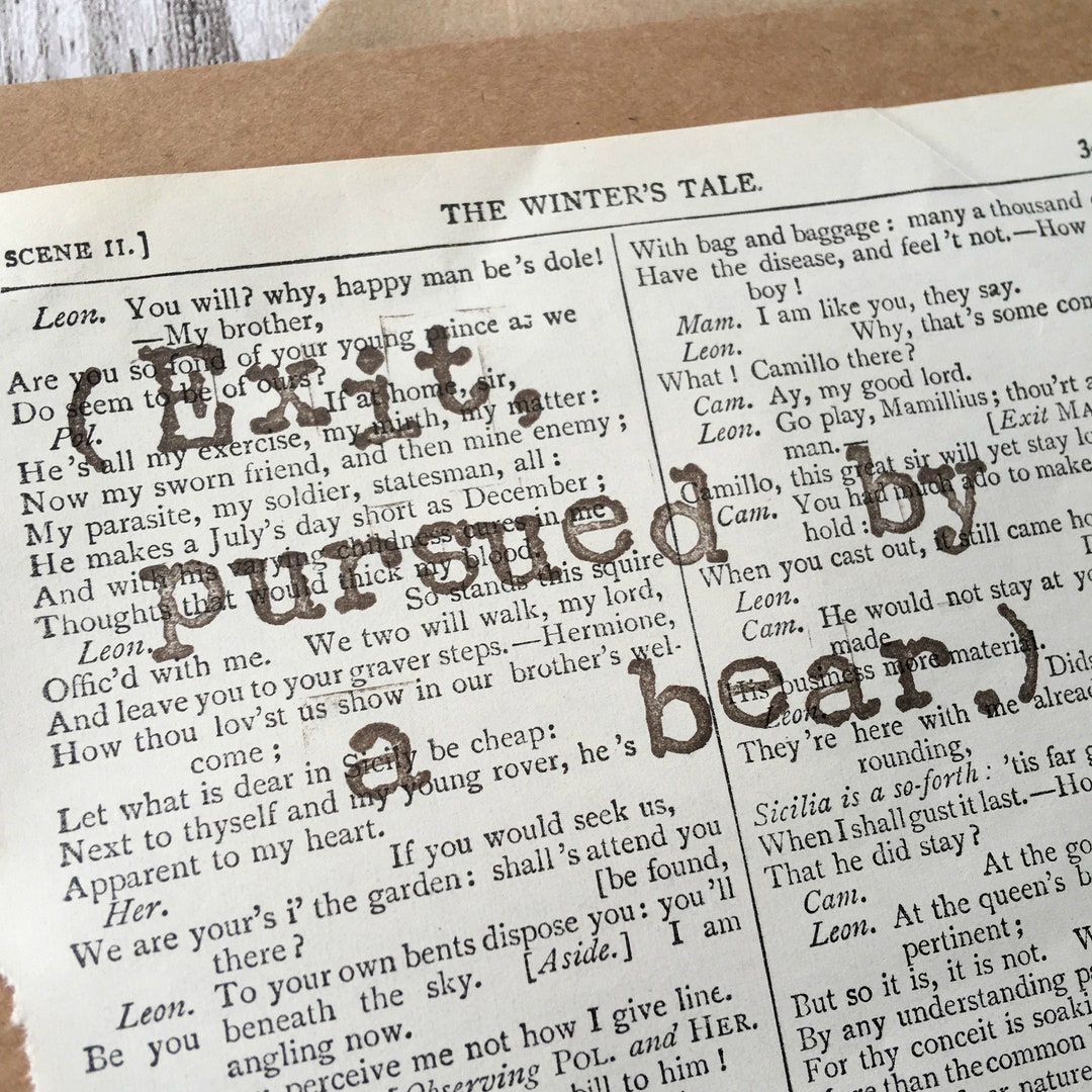 Exit Pursued by Bear Shakespeare's the Winter's Tale - Etsy