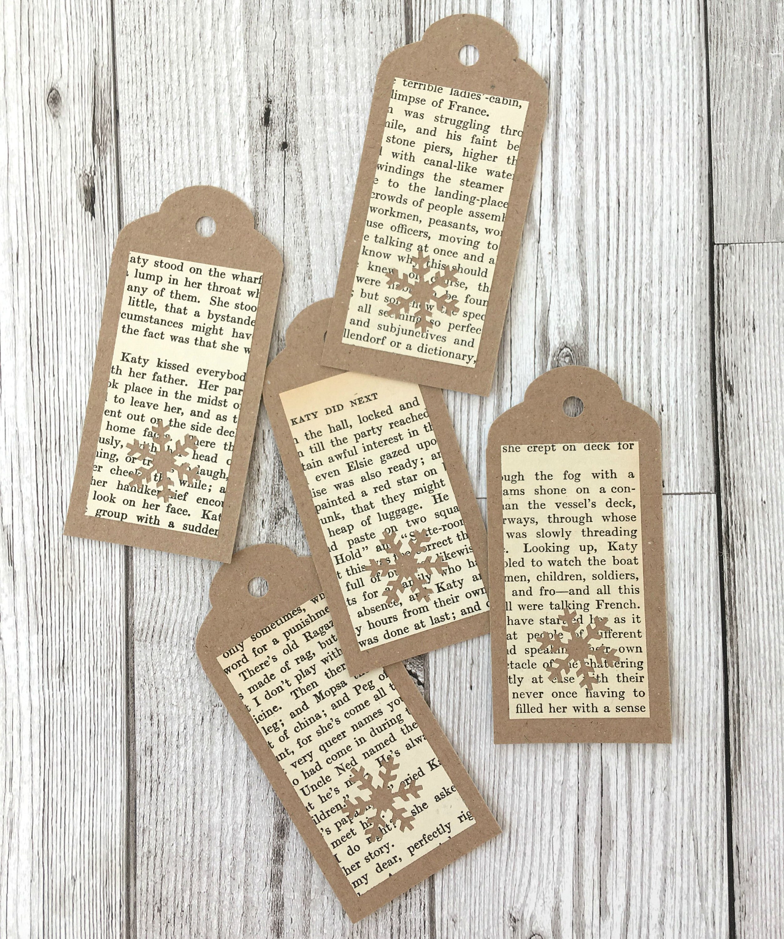 Book Page Gift Tags Heart or Snowflake gift tags | Etsy