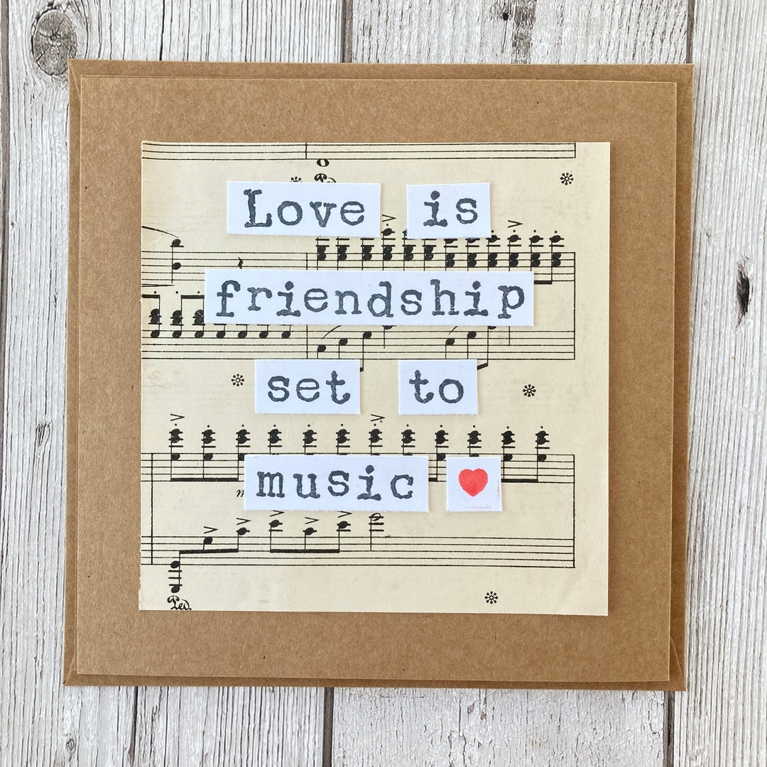 Love is Friendship Music Lovers Quote Card - Etsy