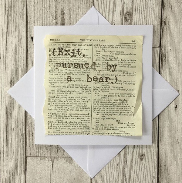 Exit Pursued by Bear Shakespeare's the Winter's Tale - Etsy