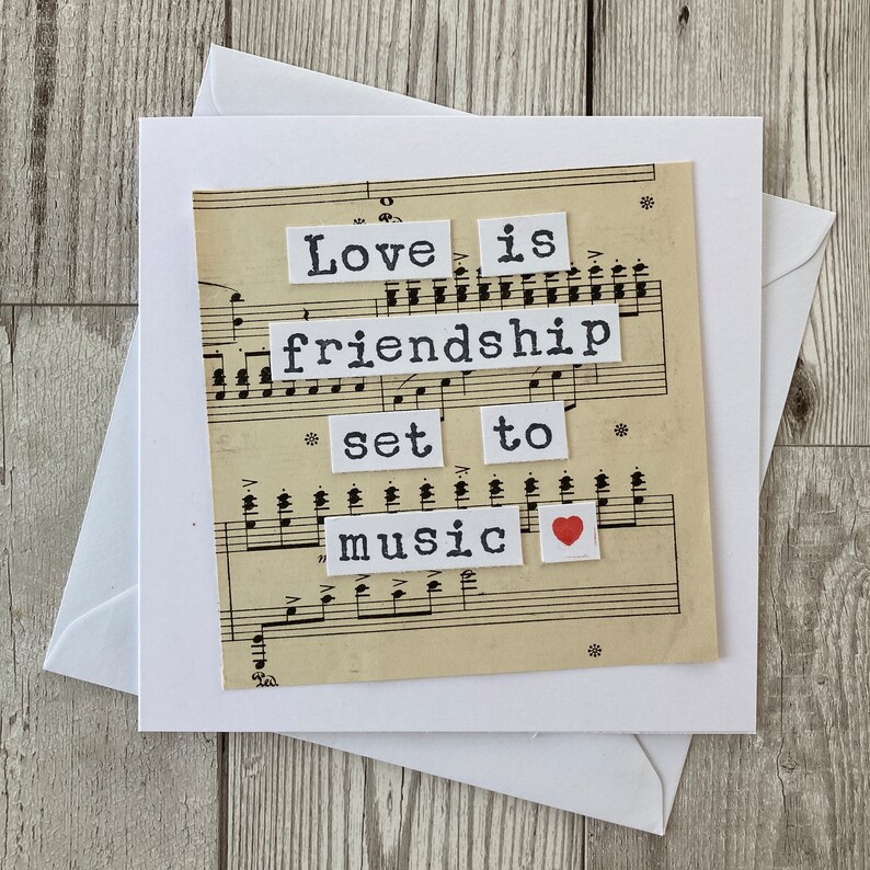 Love is Friendship Music Lovers Quote Card - Etsy