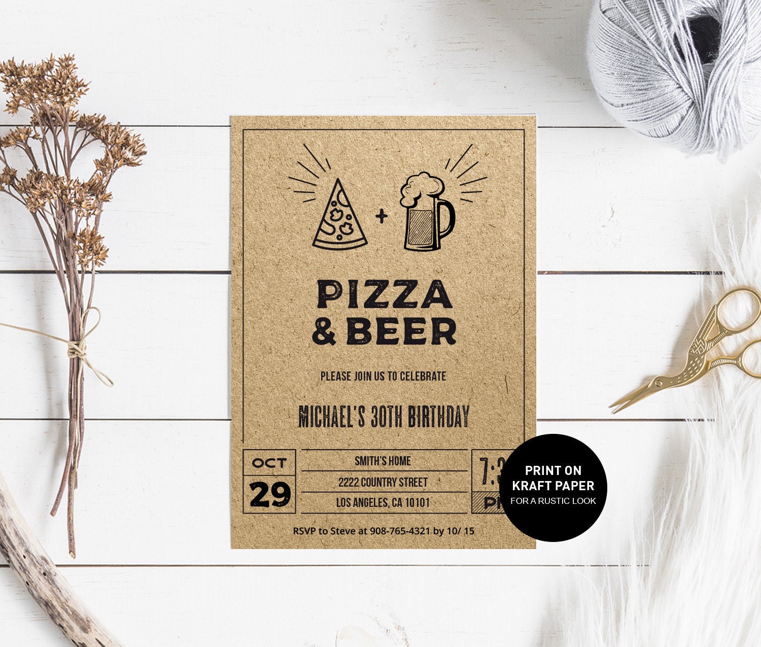 Pizza and Beer Party Invitation brews and pizza party | Etsy