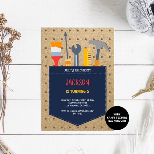 Tools Birthday Party Invitation Editable Boy Birthday Party - Etsy