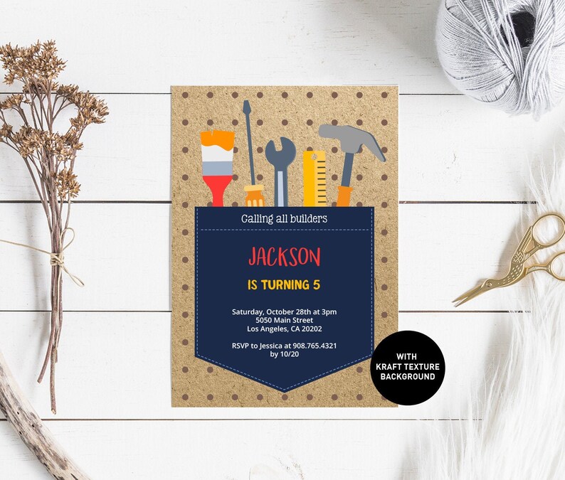 Handyman Birthday Invitation Tools Birthday Invite Printable | Etsy