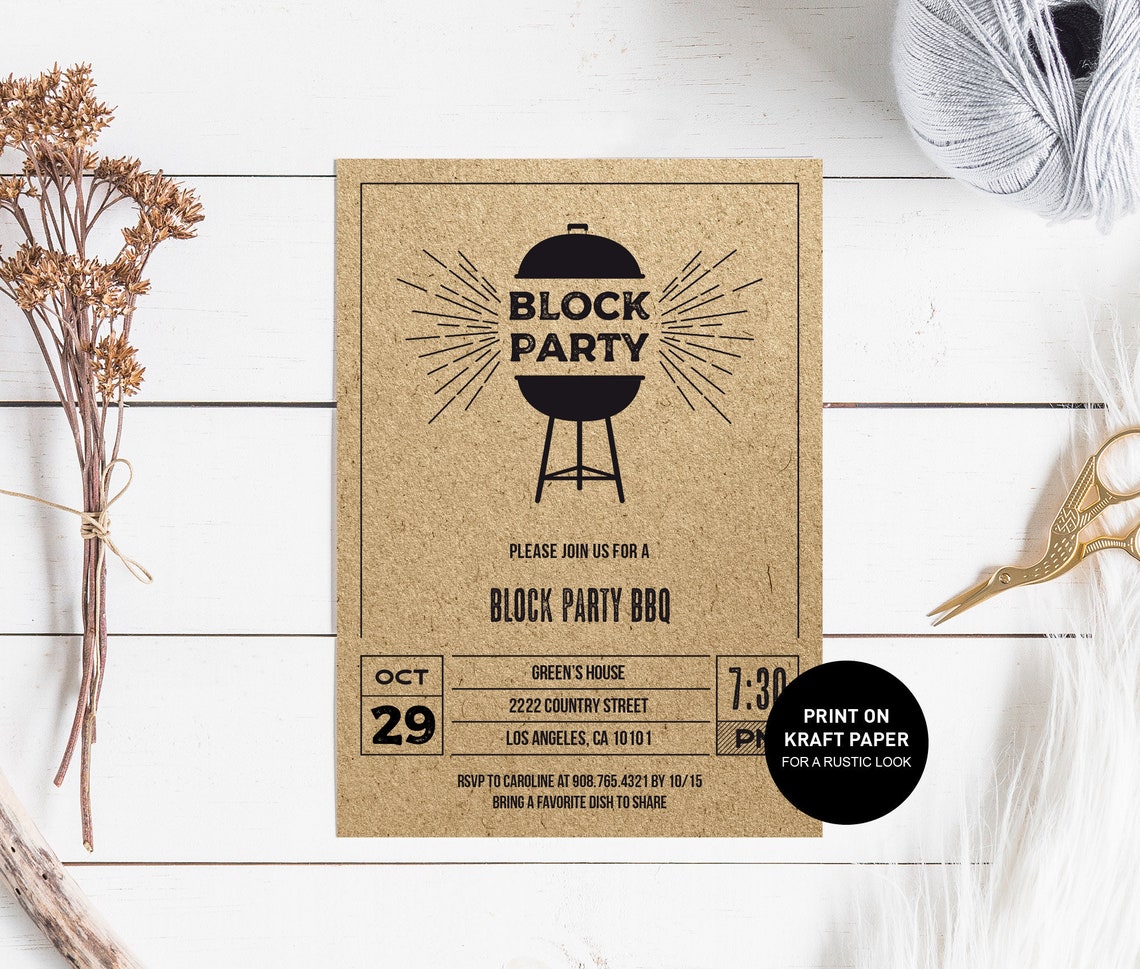Block Party Invitation Block Party Bbq Invite Printable - Etsy